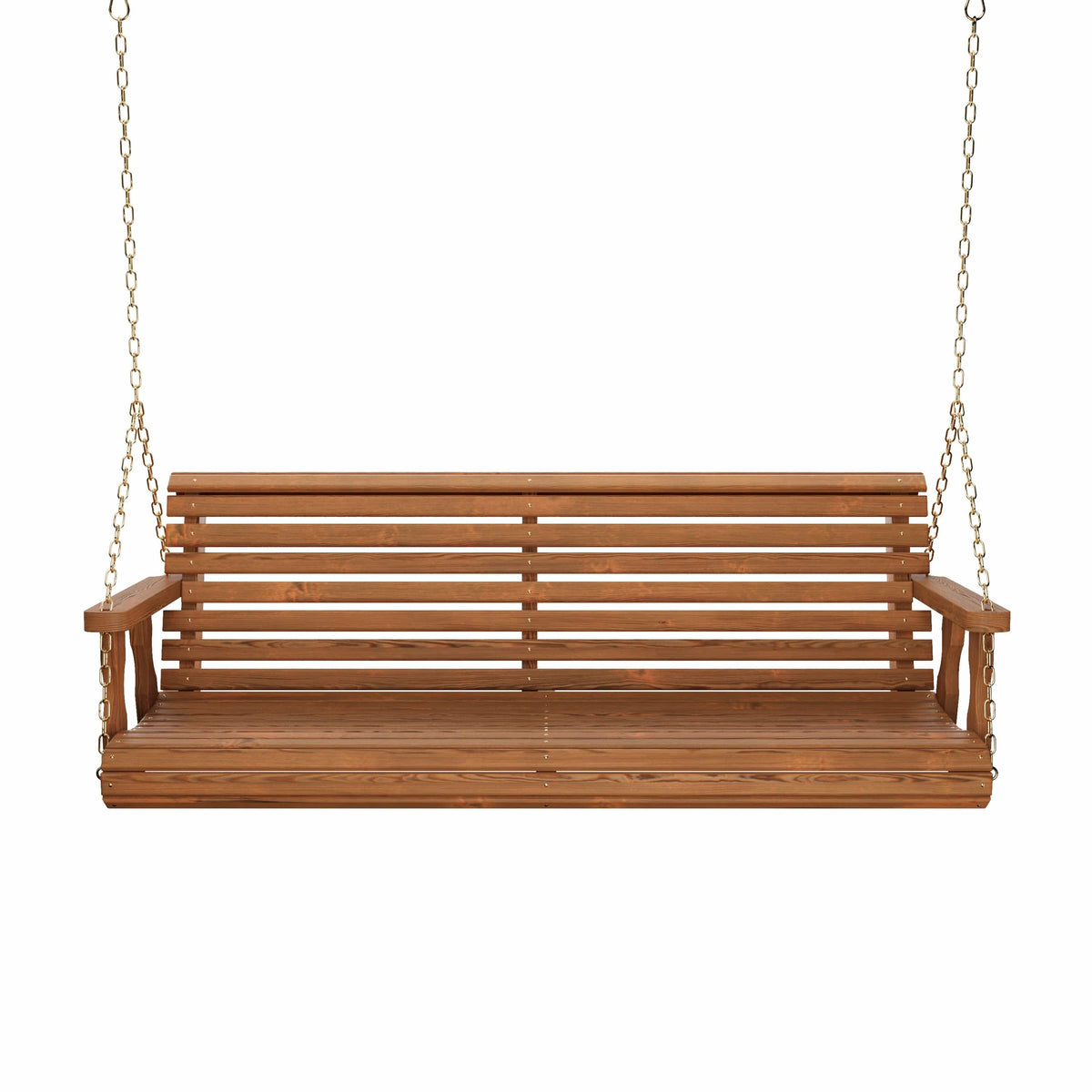 Amish Casual 5 Foot Roll Back Porch Swing in Oak Stain