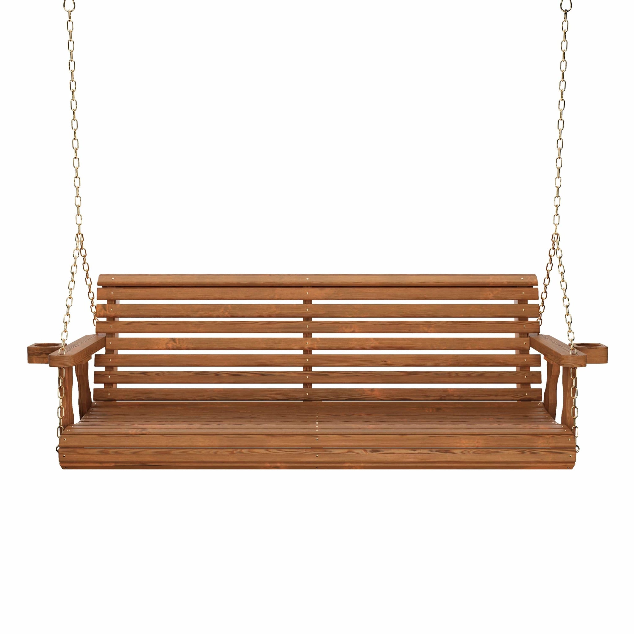 Amish Casual 5 Foot Roll Back Porch Swing in Oak Stain