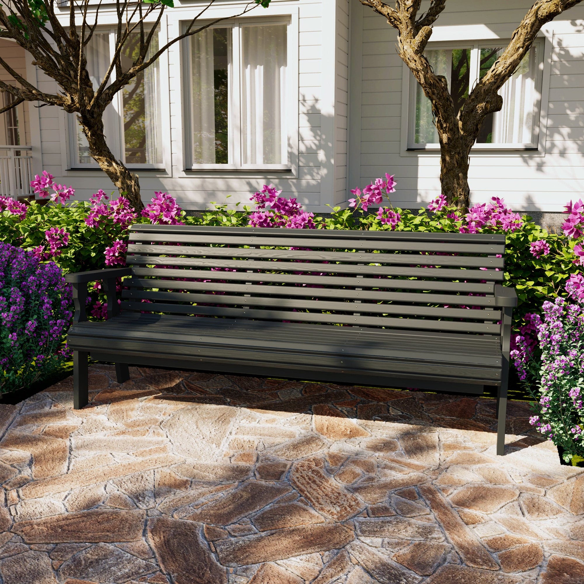 Amish Casual Roll Back Heavy Duty Outdoor Bench