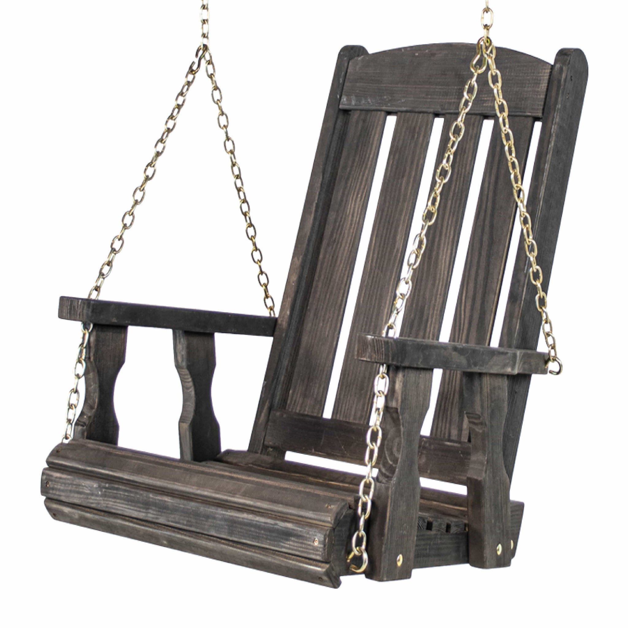 Amish Casual Heavy Duty Outdoor Wood Swing Chair in Black Clearcoat
