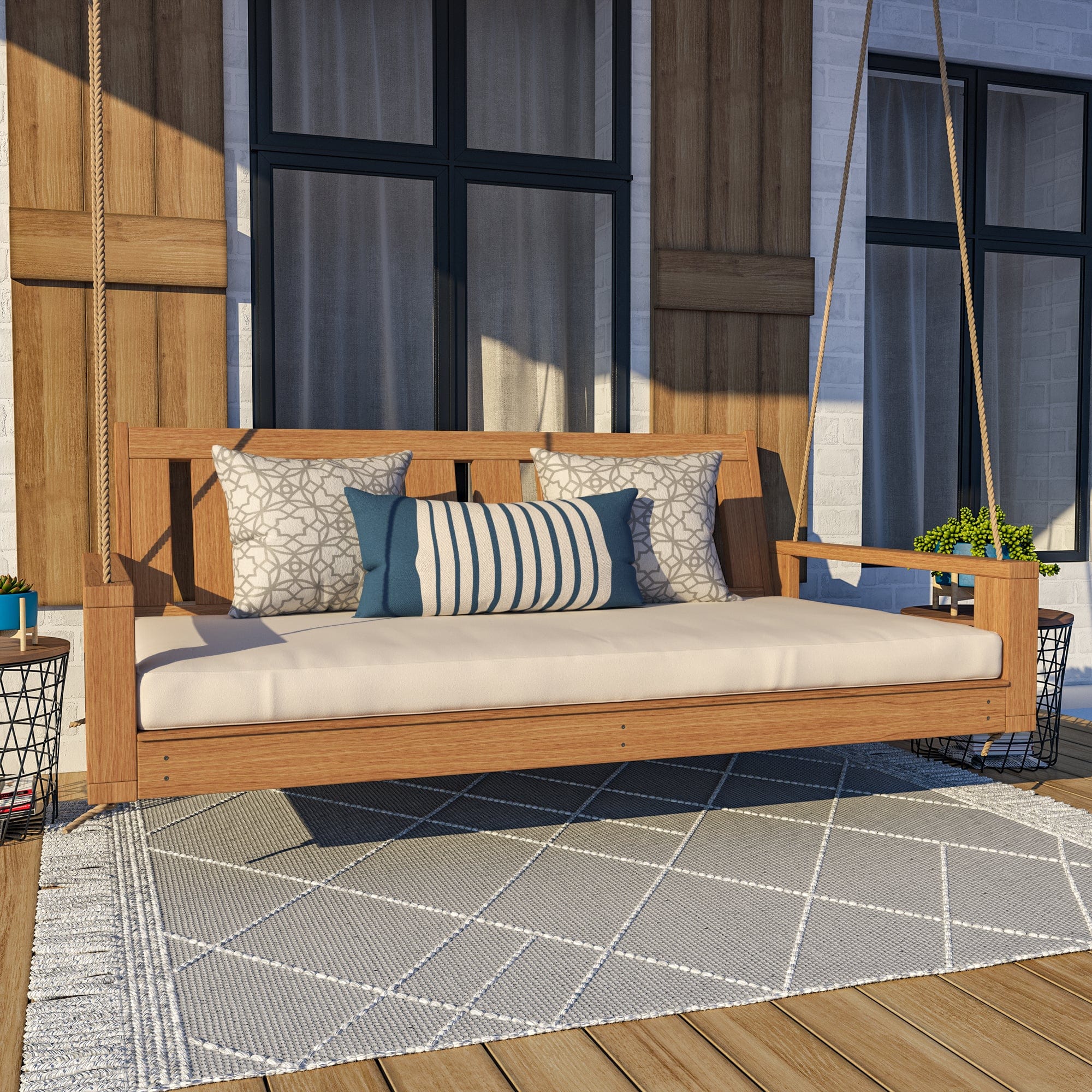 Amish Casual 4 Foot Uptown Porch Swing Bed in Cedar Stain