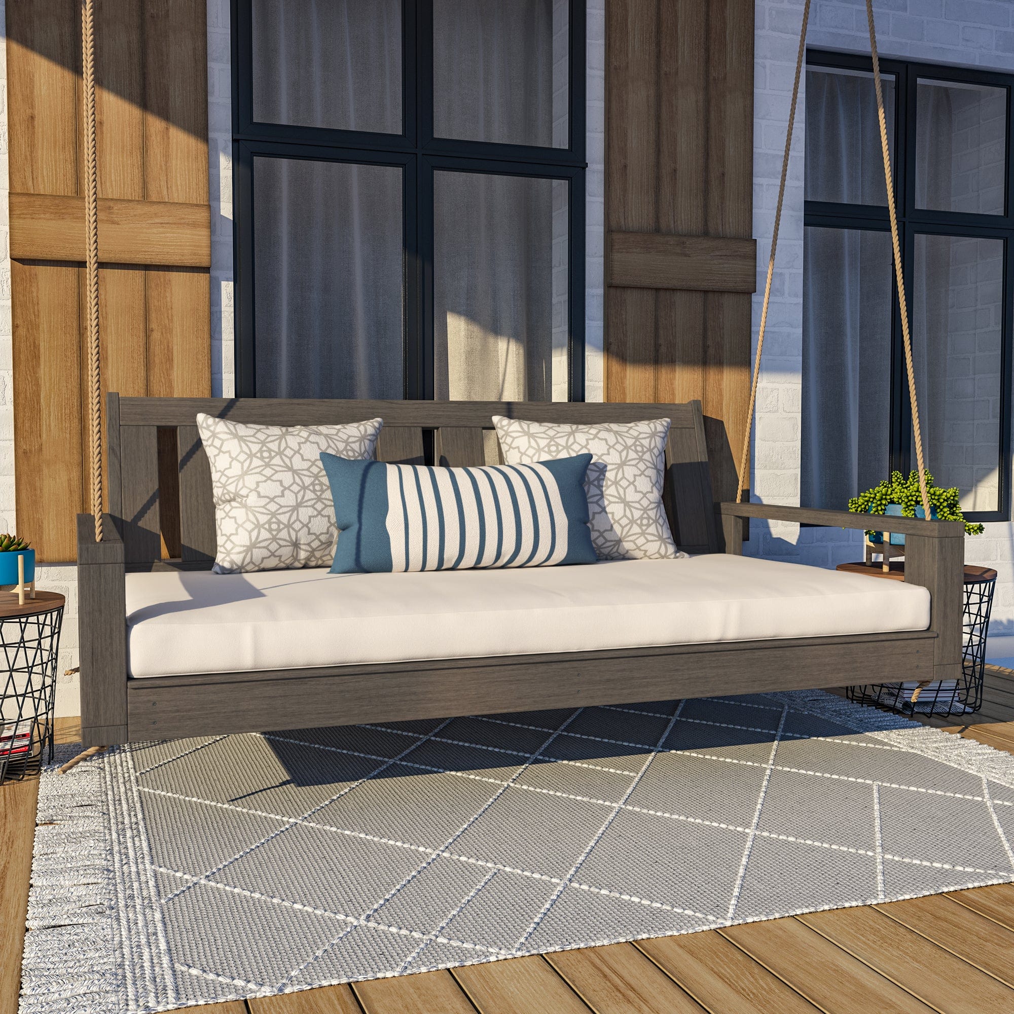 Amish Casual Twin Uptown Porch Swing Bed in Clearcoat Dark Walnut