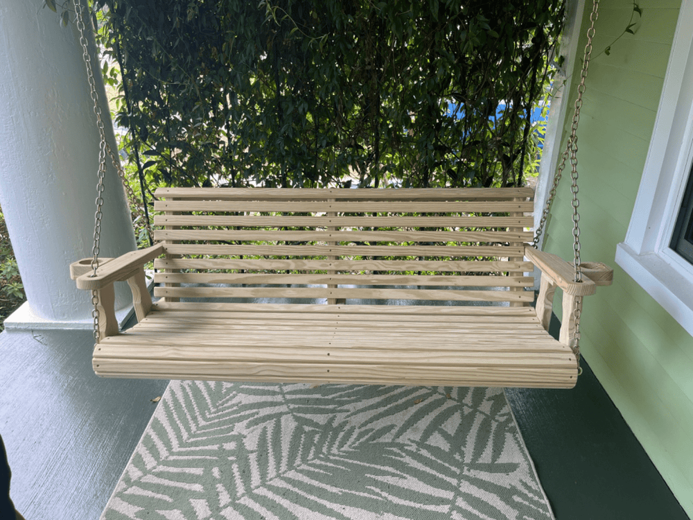Amish Casual 3 Foot Unfinished Roll Back Porch Swing with Clearcoat