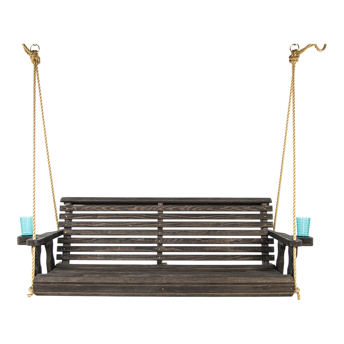 Amish Casual 3 Foot Roll Back Porch Swing in Dark Walnut with Clearcoa