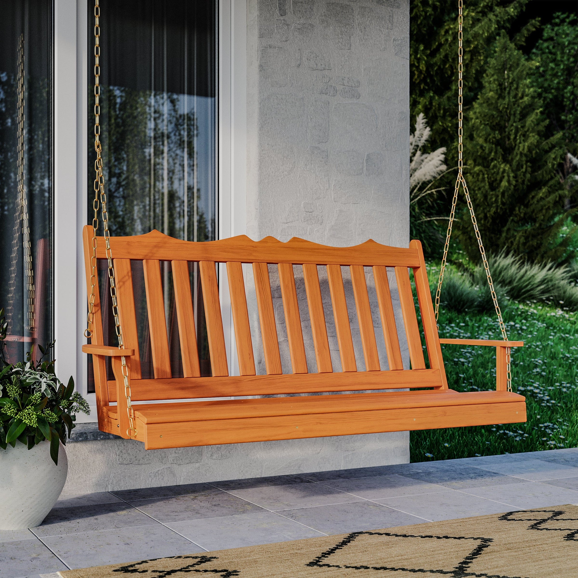 Keystone Amish Co. 4 Foot York Red Cedar Porch Swing, Cedar Stain