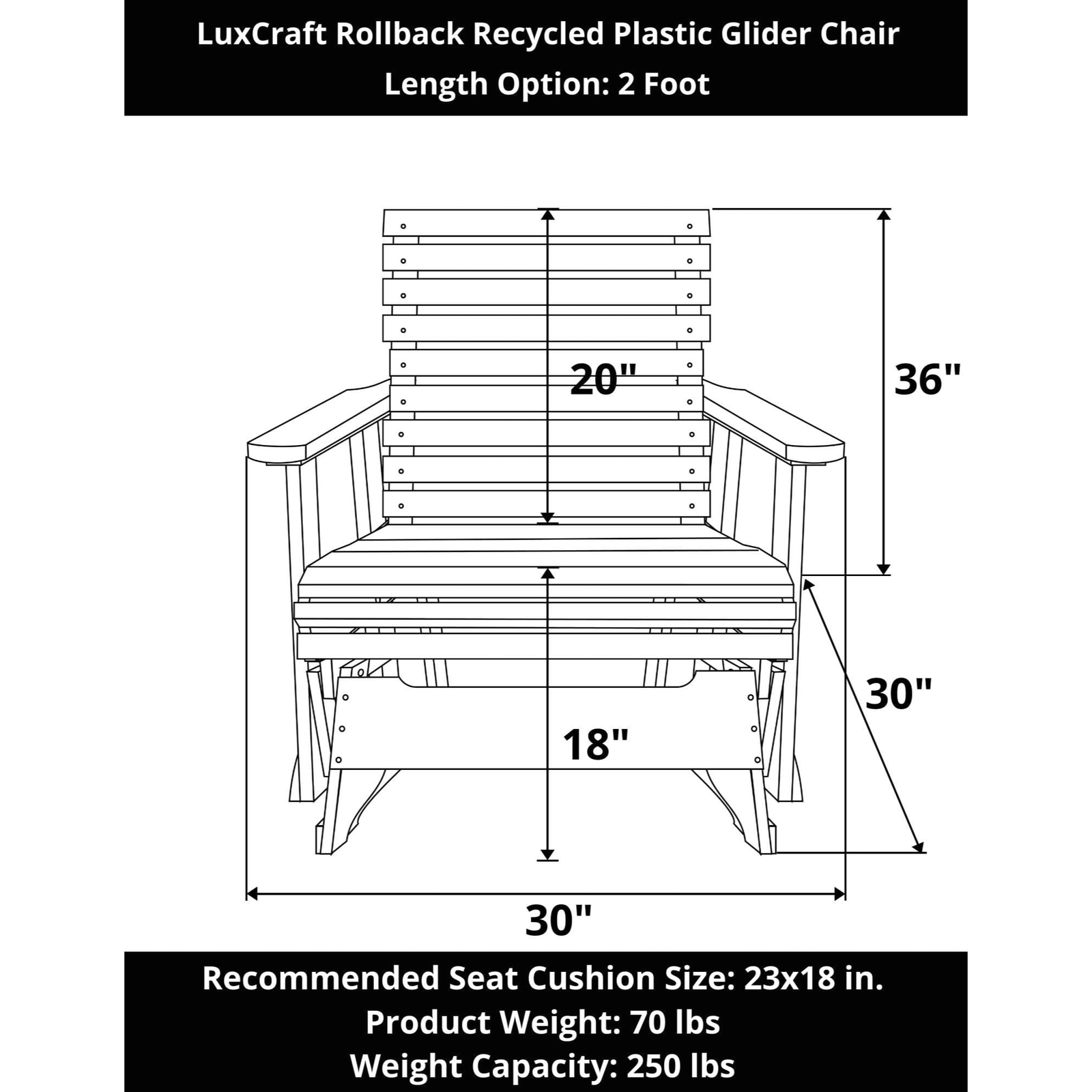 LuxCraft Rollback Poly Lumber One Adult Glider Chair