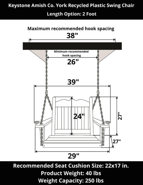 Keystone Amish Co. York Recycled Plastic Swing Chair, Cherry Wood