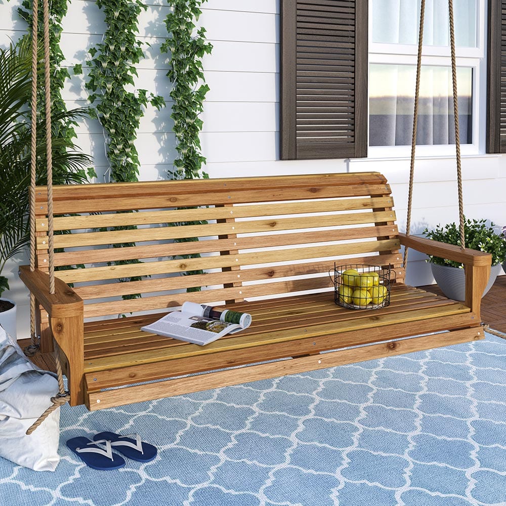 Texas Cedar Co. Classic Roll Back Red Cedar 5-Foot Porch Swing