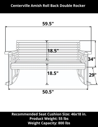 Centerville Amish Roll Back Double Outdoor Porch Rocker