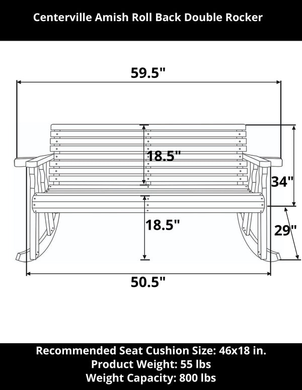 Centerville Amish Roll Back Double Outdoor Porch Rocker