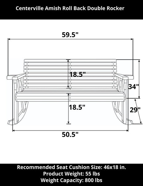 Centerville Amish Roll Back Double Outdoor Porch Rocker – The Porch ...