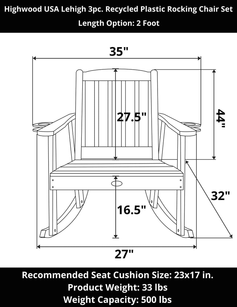 Highwood USA Lehigh Recycled Plastic 3pcs. Rocking Chairs With Plastic ...