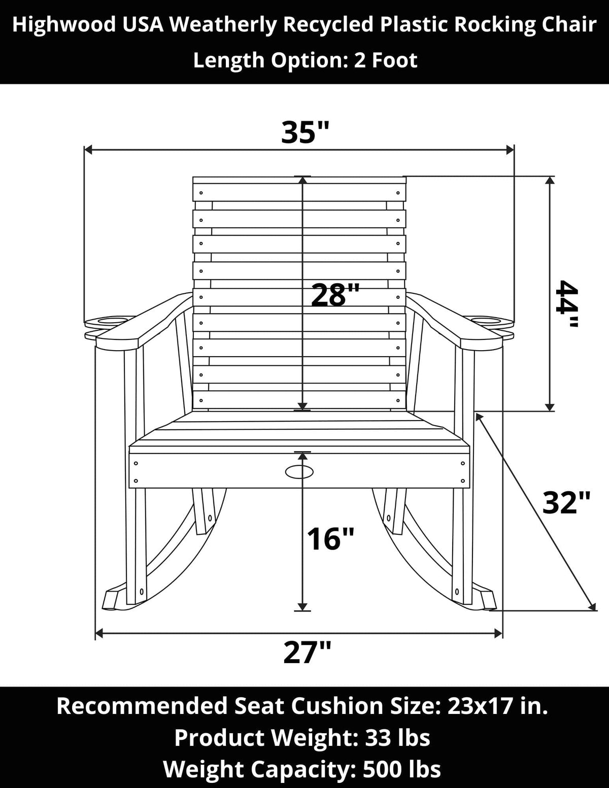 Highwood USA Weatherly PVC Plastic Rocking Chair