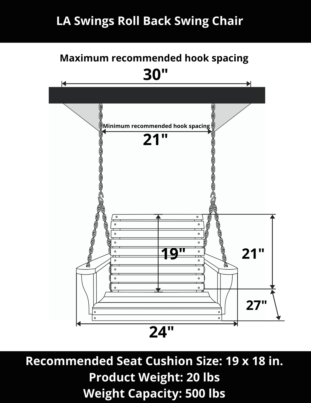 LA Swings Roll Back One Person Swing Chair