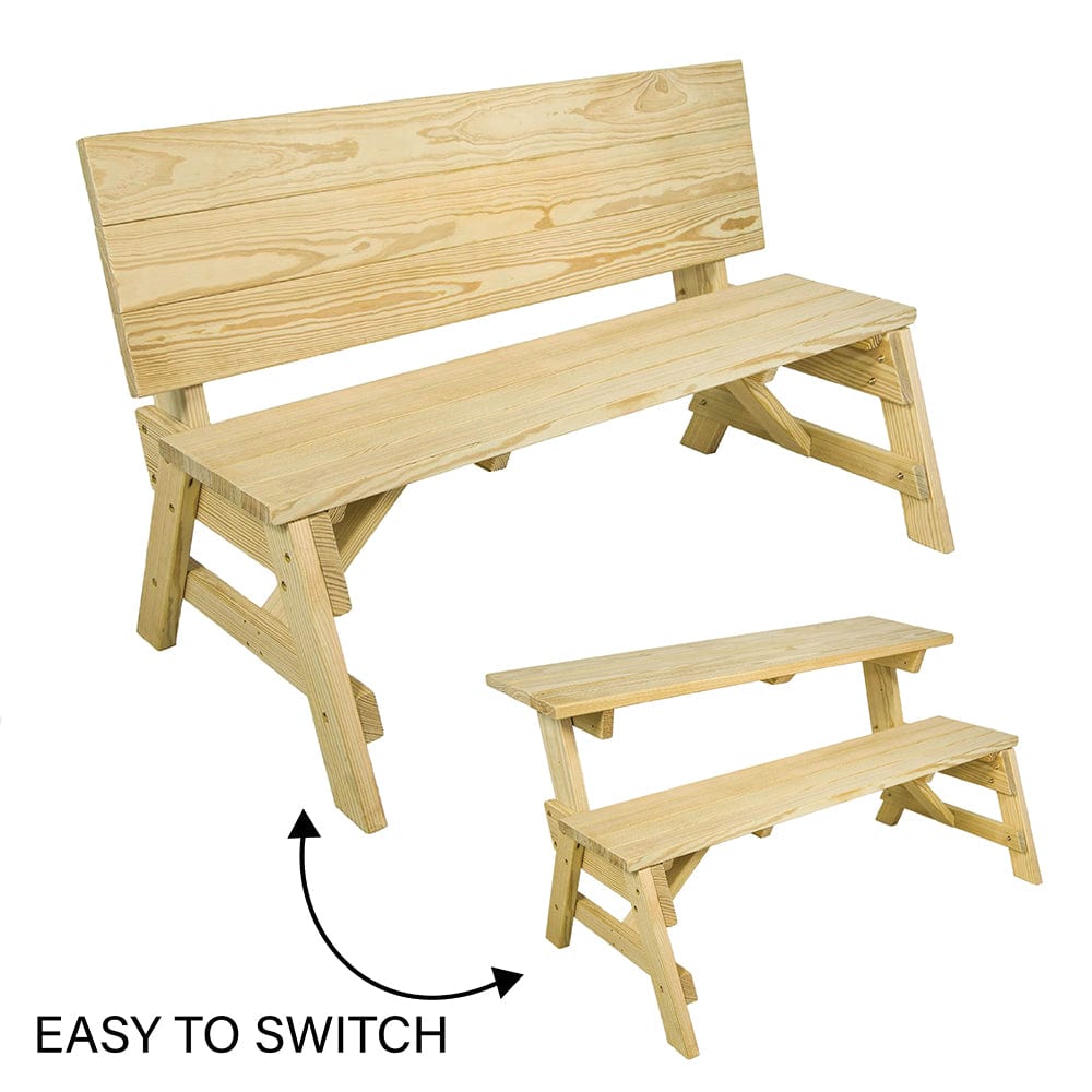 Amish Casual Heavy-Duty 2-in-1 Convertible Bench Picnic Table