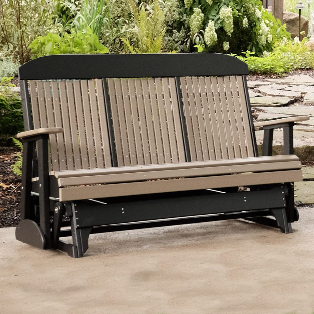 LuxCraft Classic 5' Console Poly Resin Patio Bench Glider – The Porch ...