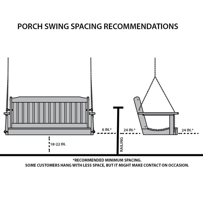 Highwood USA Lehigh Plastic Black Hanging Porch Swing
