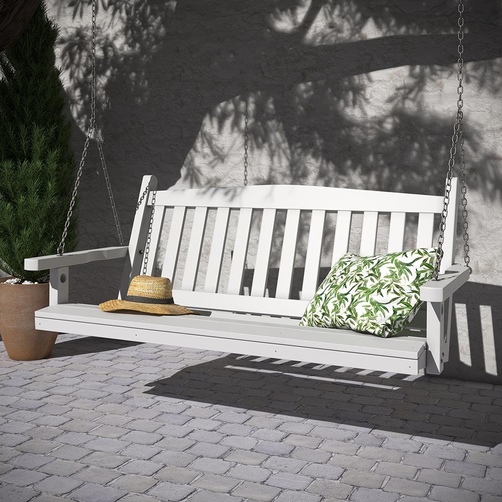 SimplyPoly Amish Made Mission White Porch Swings Plastic – The Porch ...